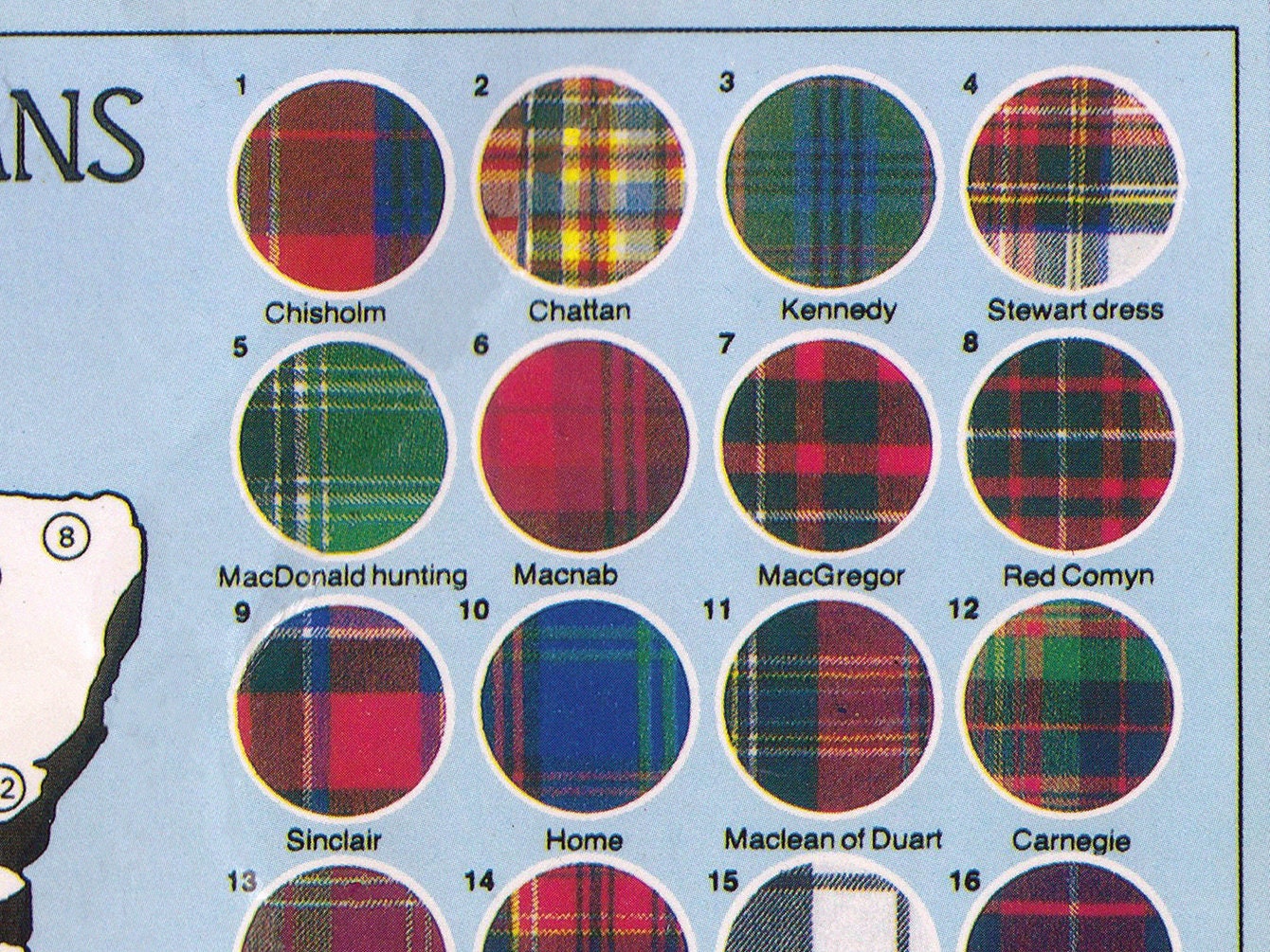 Vintage Map of Scottish Clan Tartans Scottish Family Tartan - Etsy UK