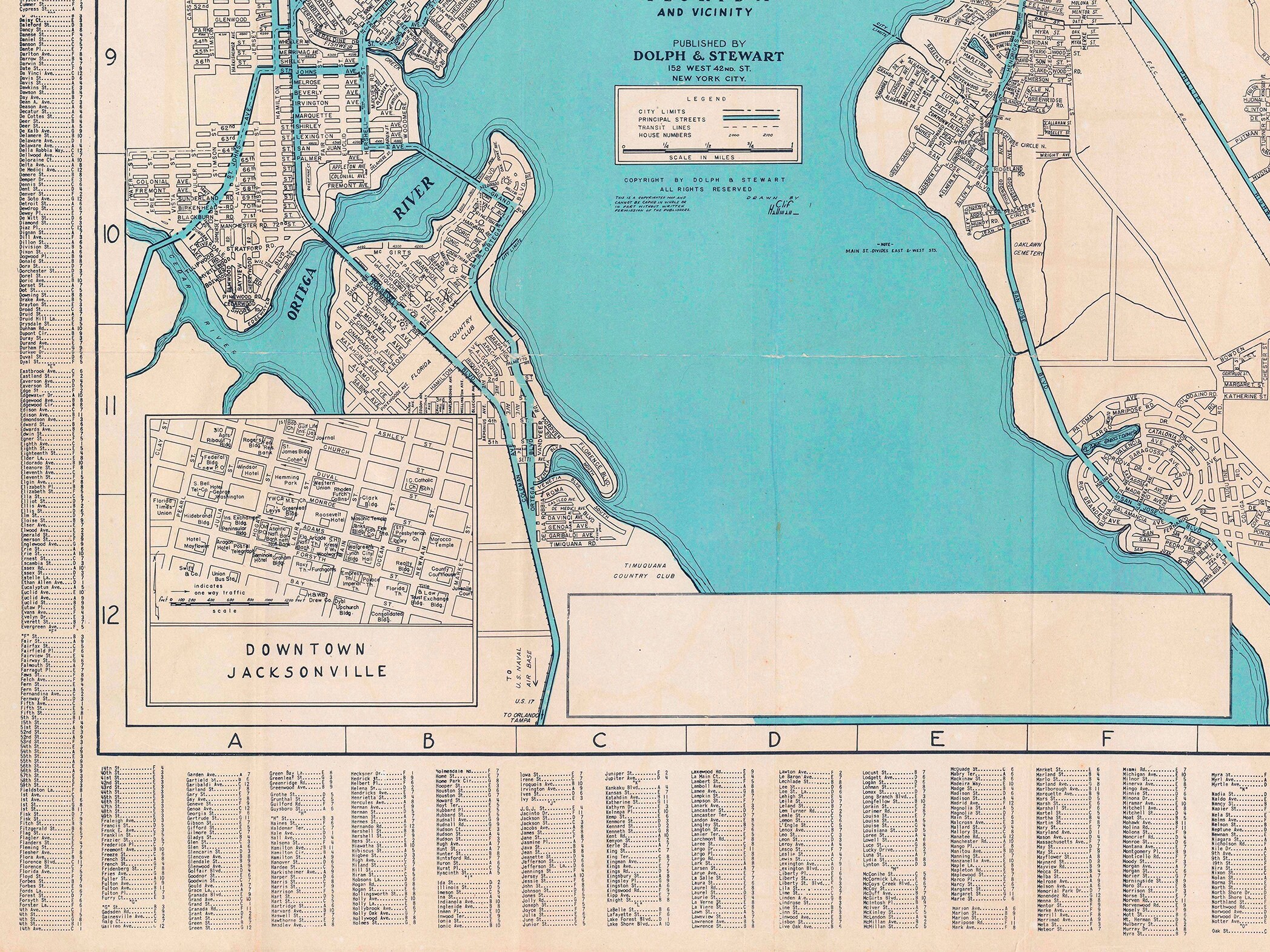 Vintage Map of Jacksonville Historic Jacksonville Map Large - Etsy