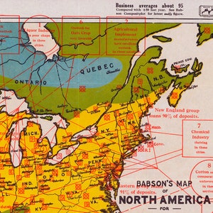 US Economy Map Business Map Babson's Map of North | Etsy