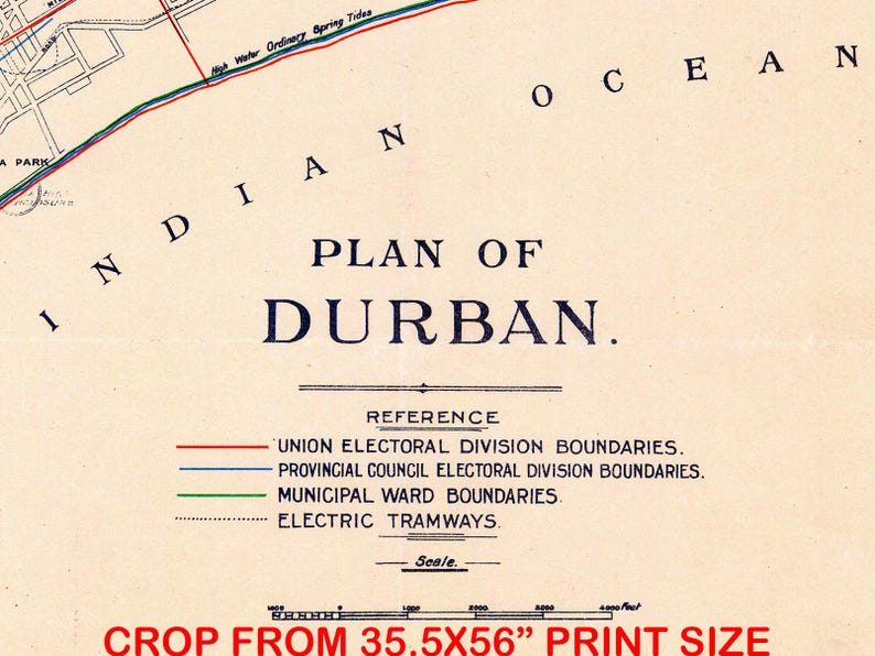 Vintage Durban Map, Durban City Print, South Africa Decor Gift. - Etsy