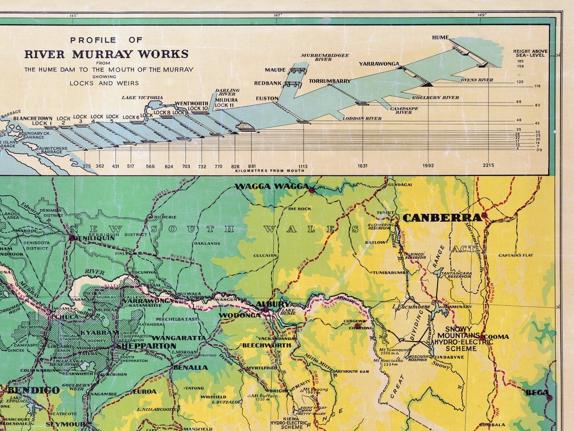 Vintage Map of Victoria Australia Educational Wall Map of - Etsy
