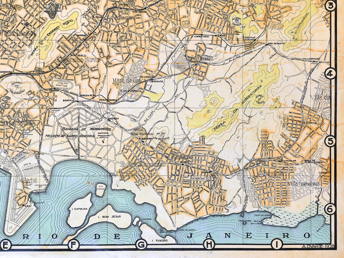 Vintage Map of Rio De Janeiro Old Rio De Janeiro Map Rio De - Etsy