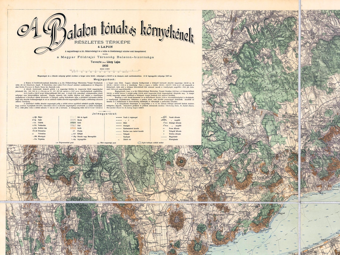 Vintage Map of Lake Balaton Hungary Maps Lake Balaton Map - Etsy