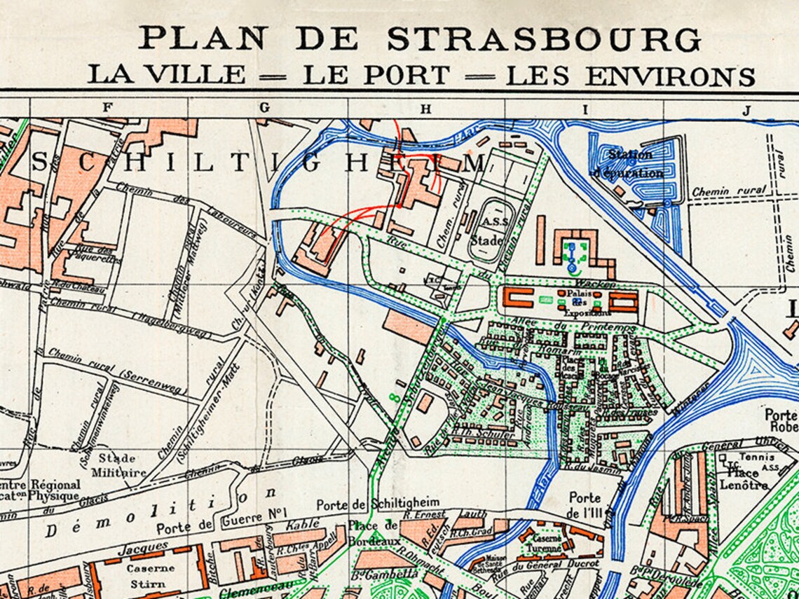 Strasbourg Map Print Old Map of Strasbourg Strasbourg Wall - Etsy