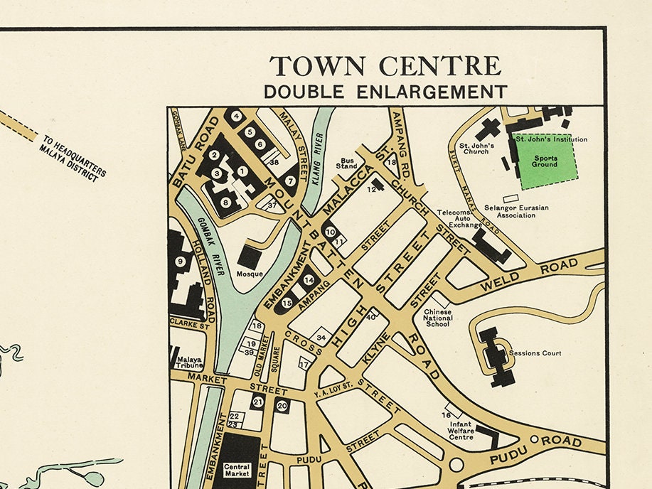 Old Kuala Lumpur Map Vintage Map of Kuala Lumpur Malaysia | Etsy