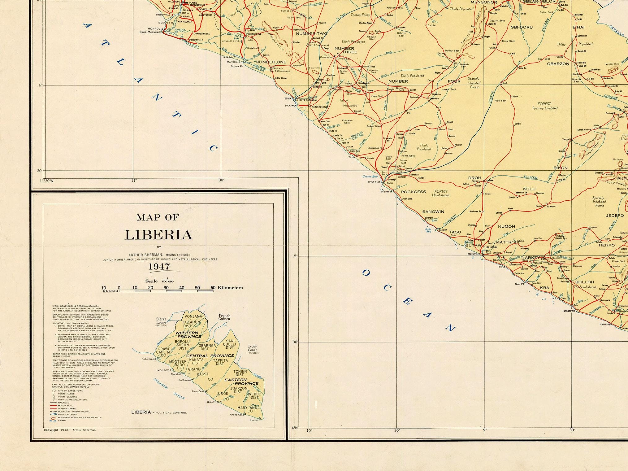 Vintage Liberia Map Print: Historic Wall Art (1942) - Etsy