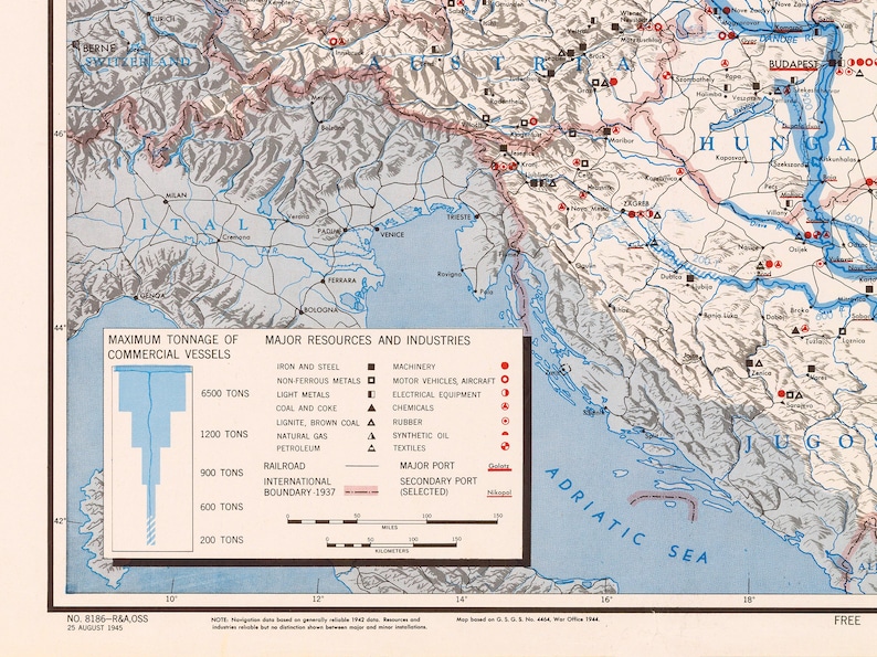 The Danube River Basin Vintage Map of Danube River Danube - Etsy