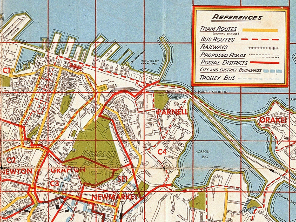 Vintage Map of Auckland Old Auckland Print Historic Auckland - Etsy