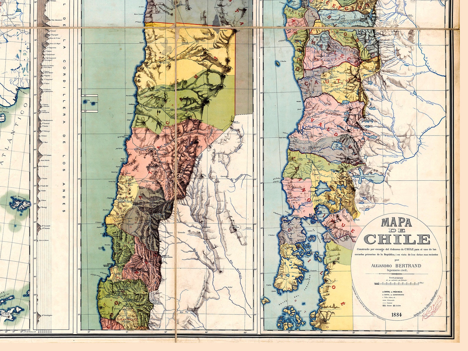 Vintage School Map of Chile Old Chile Print Large Chile Wall - Etsy