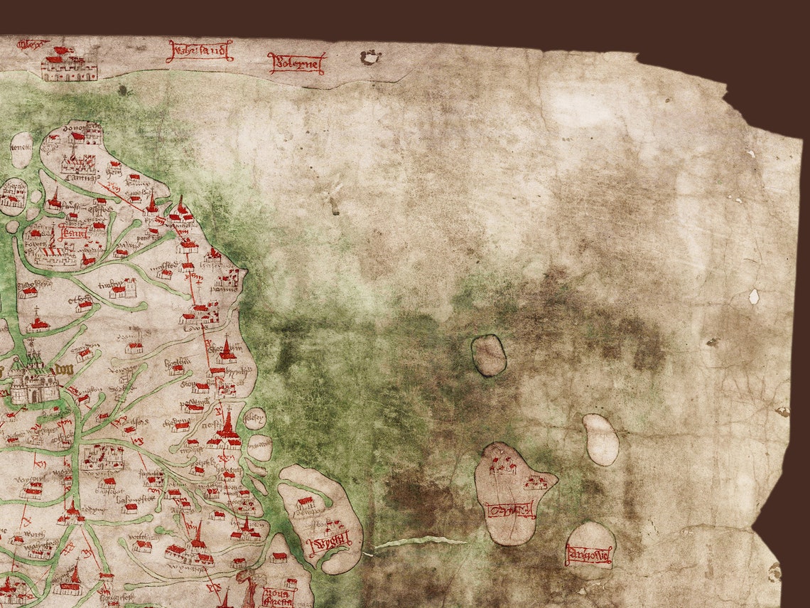 The Gough Map of the British Isles Bodleian Map Famous Great | Etsy