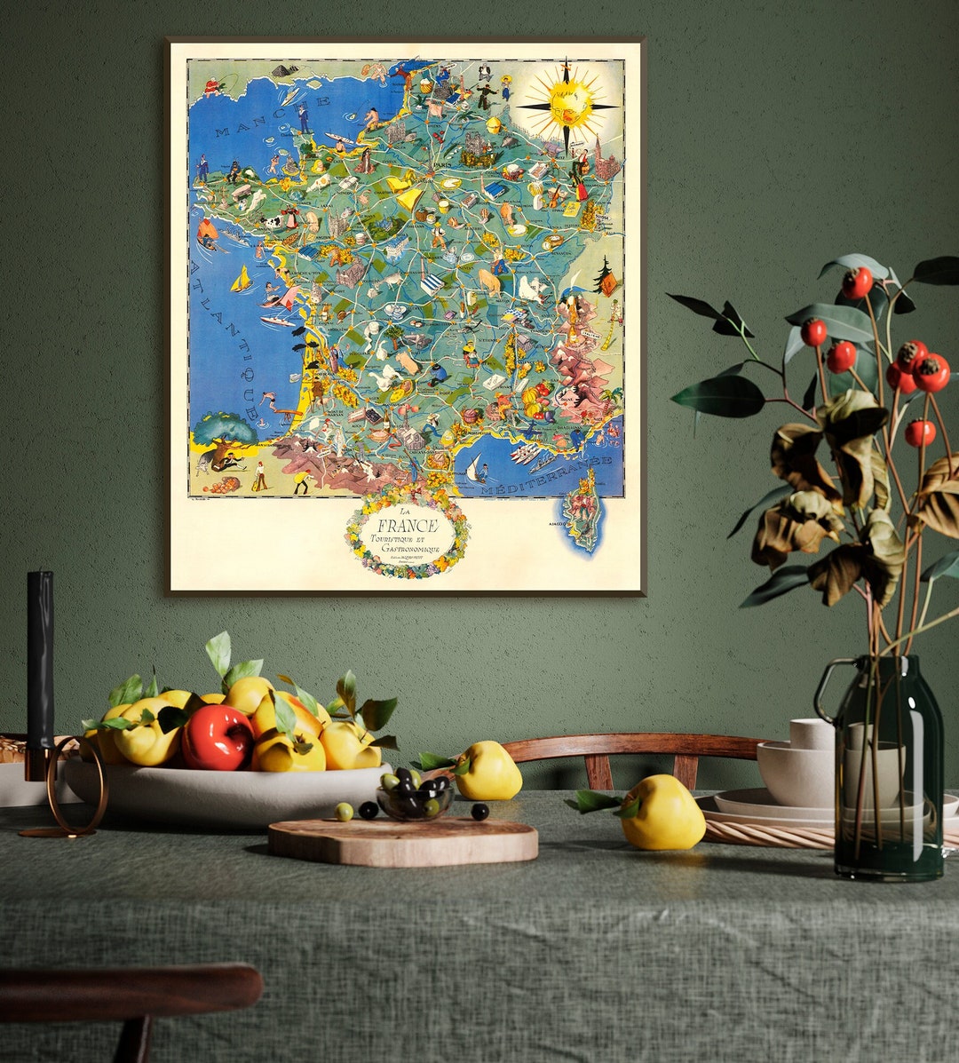Gastronomic and Touristic Map of France, Highlighting the Charm's ...