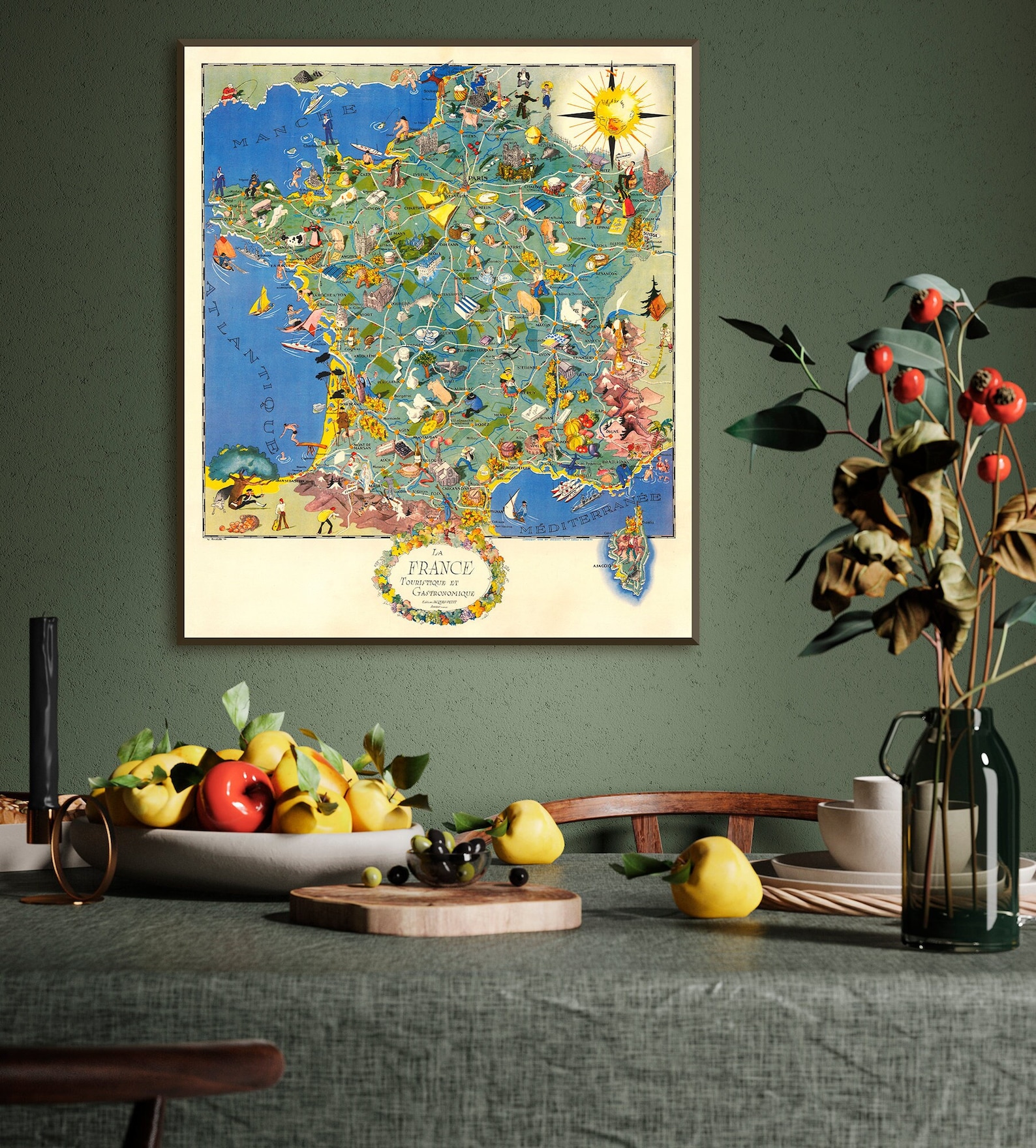 Gastronomic and Touristic Map of France, Highlighting the Charm's ...
