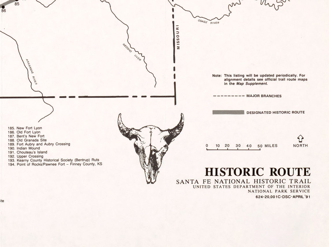 Vintage Map of Santa Fe National Historic Trail Historic - Etsy
