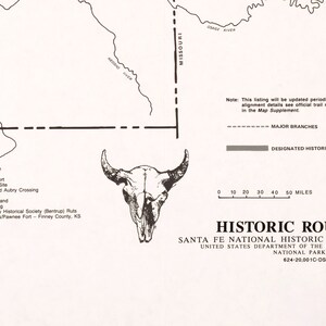 Vintage Map of Santa Fe National Historic Trail, Historic Route, Trail ...