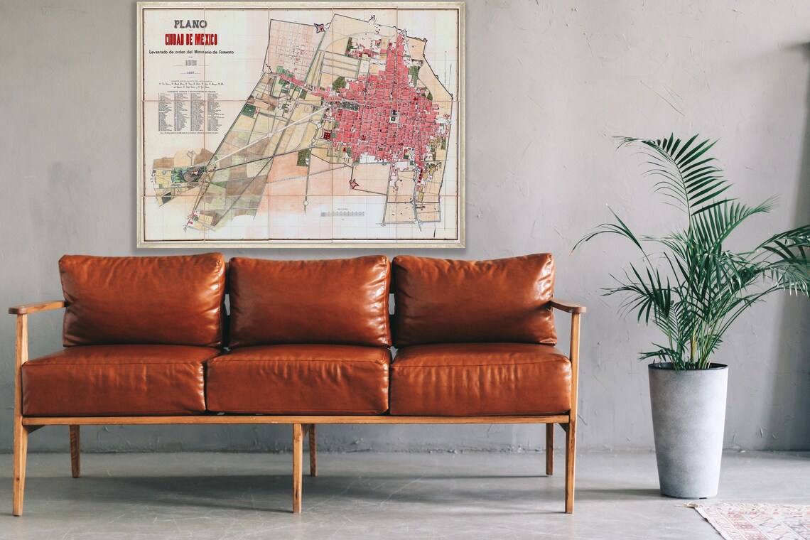 Ministerio De Fomento Map of Mexico City Mexico Plano De La - Etsy