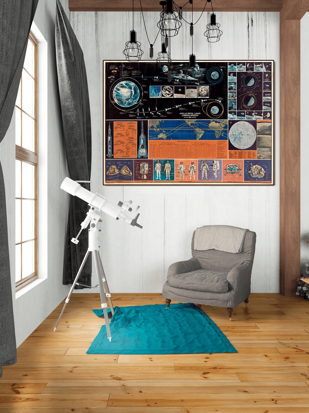 Vintage Apollo 11 Poster, Apollo Initial Lunar Landing Mission, History ...