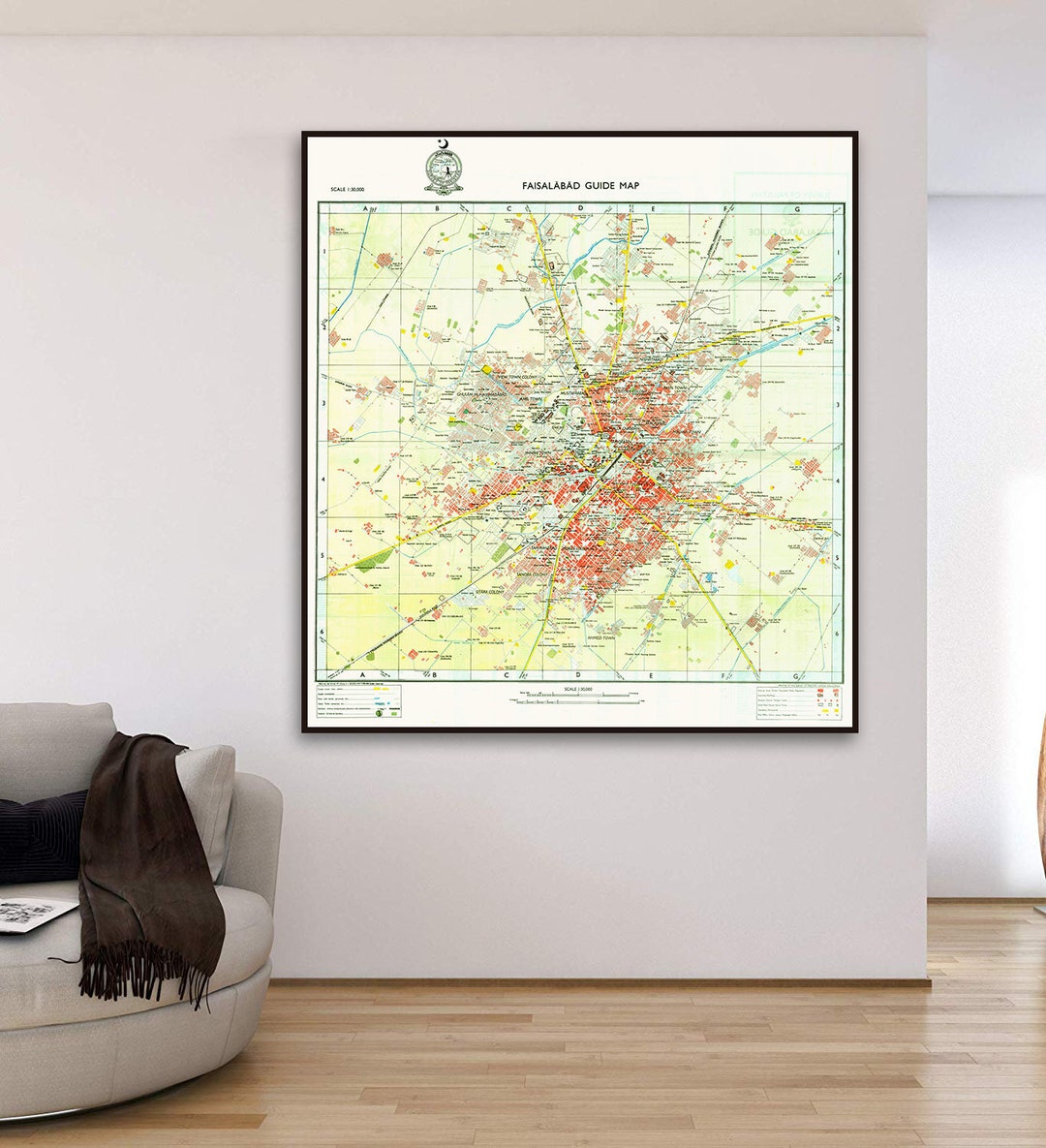 Faisalabad City Map, Faisalabad Pakistan, Faisalabad Map Print, Large ...