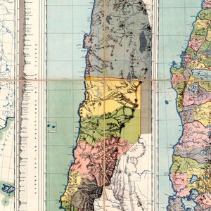 Vintage School Map of Chile, Old Chile Print, Large Chile Wall Map ...