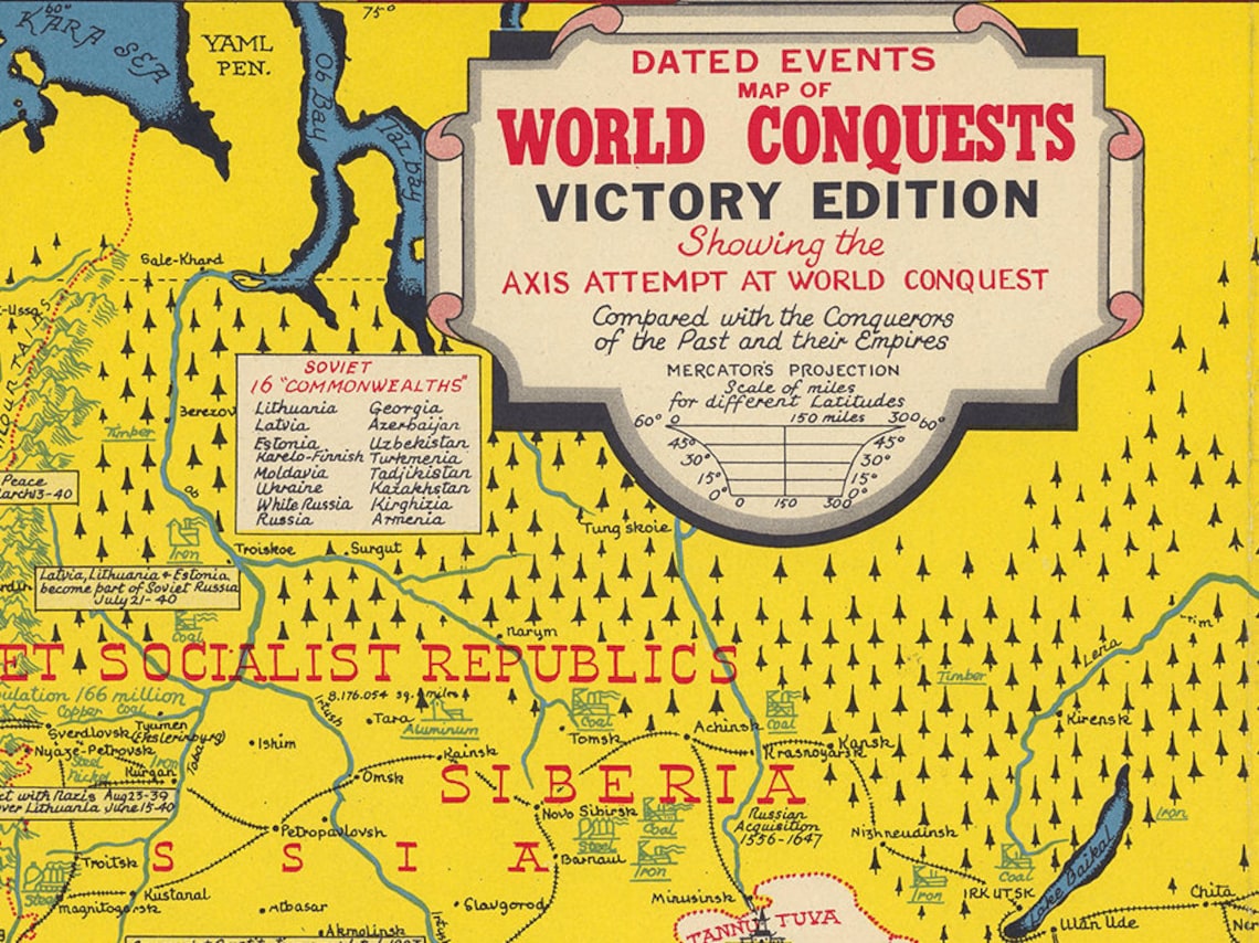 World War 2 events dated events map of world conquests Axis | Etsy