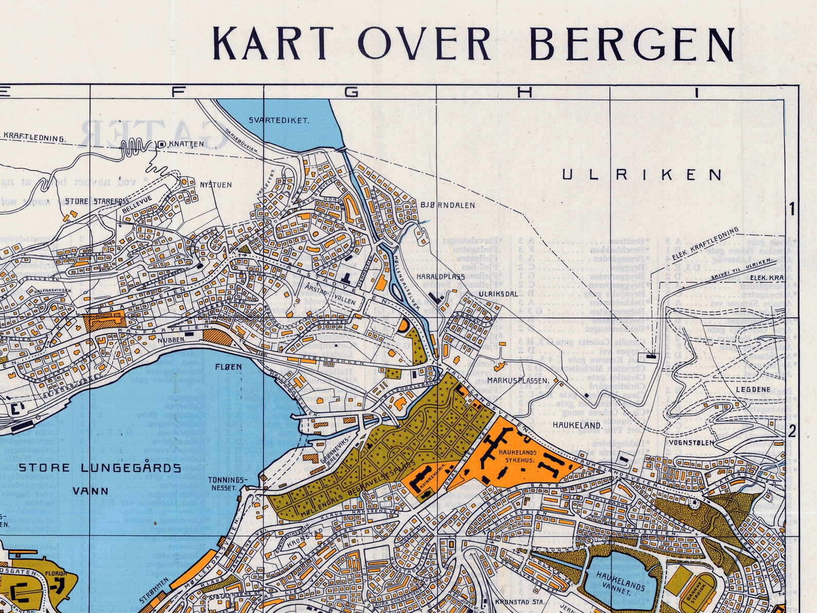 Vintage Map of Bergen Old Bergen Map Bergen Norway - Etsy