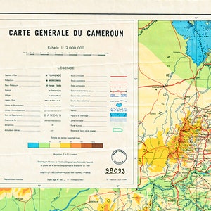 Vintage Map of Cameroon, Old Cameroon Map, Cameroon Home Decor, African ...