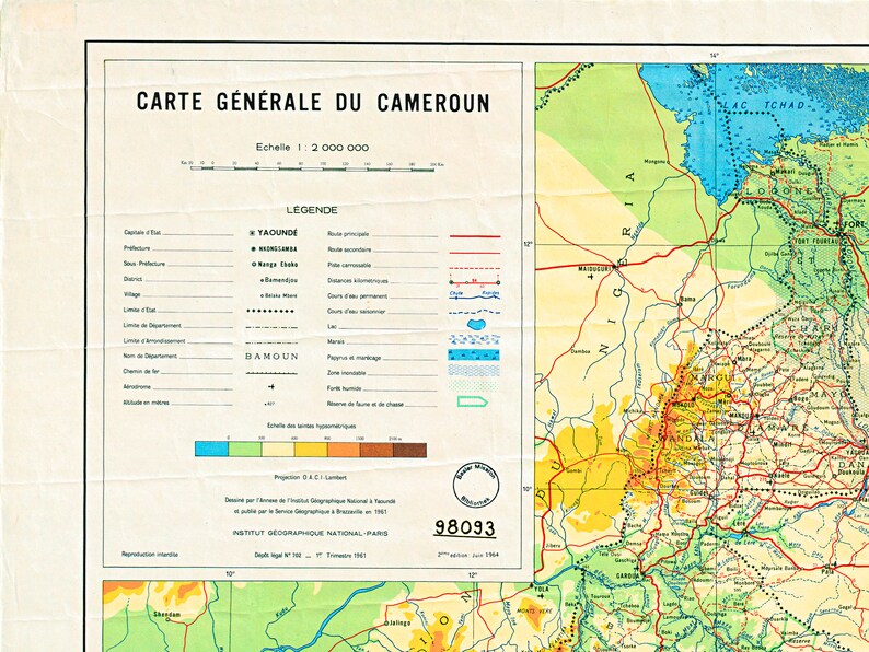 Vintage Map of Cameroon Old Cameroon Map Cameroon Home - Etsy