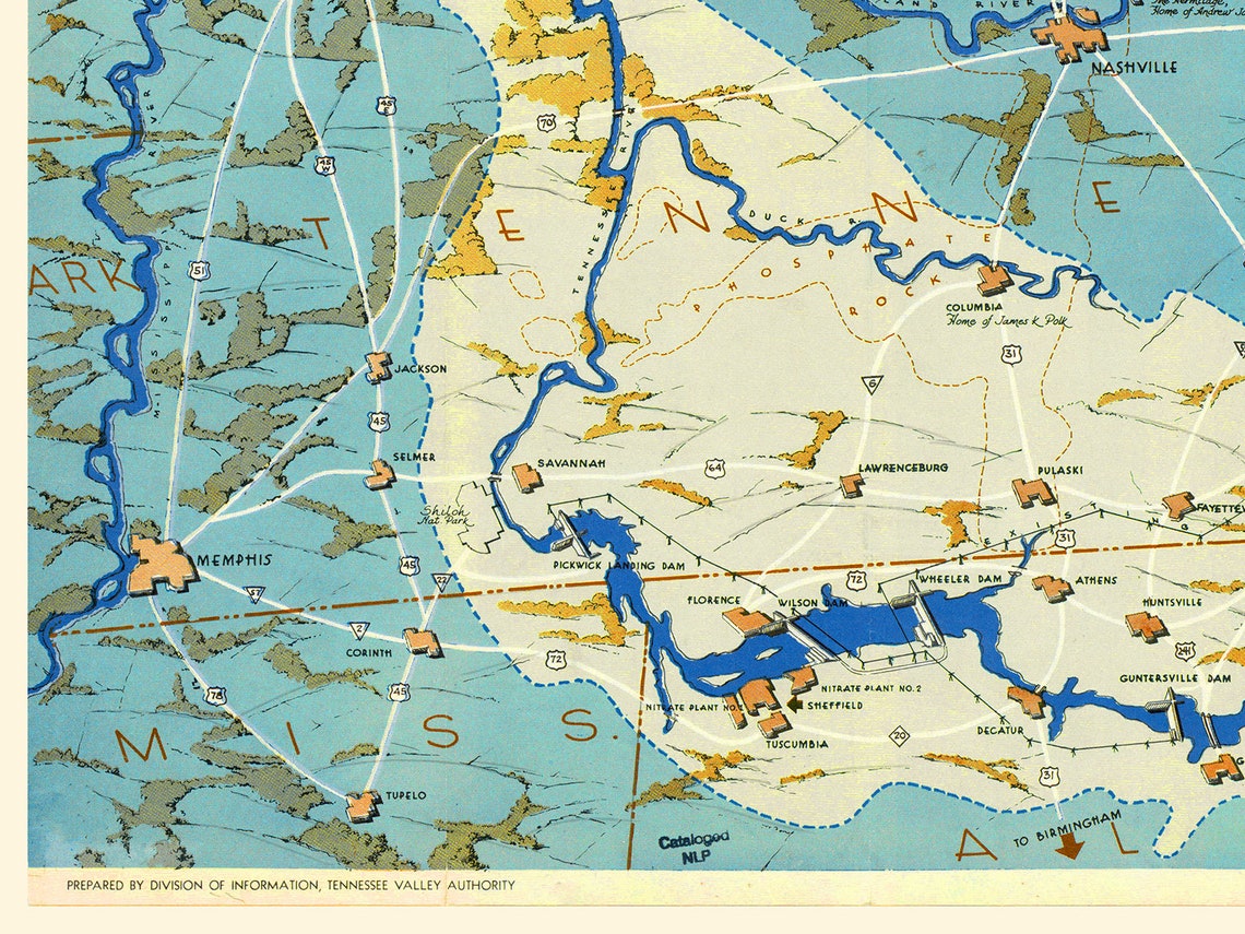 Vintage Tennessee River Valley Map Includes Profile of - Etsy