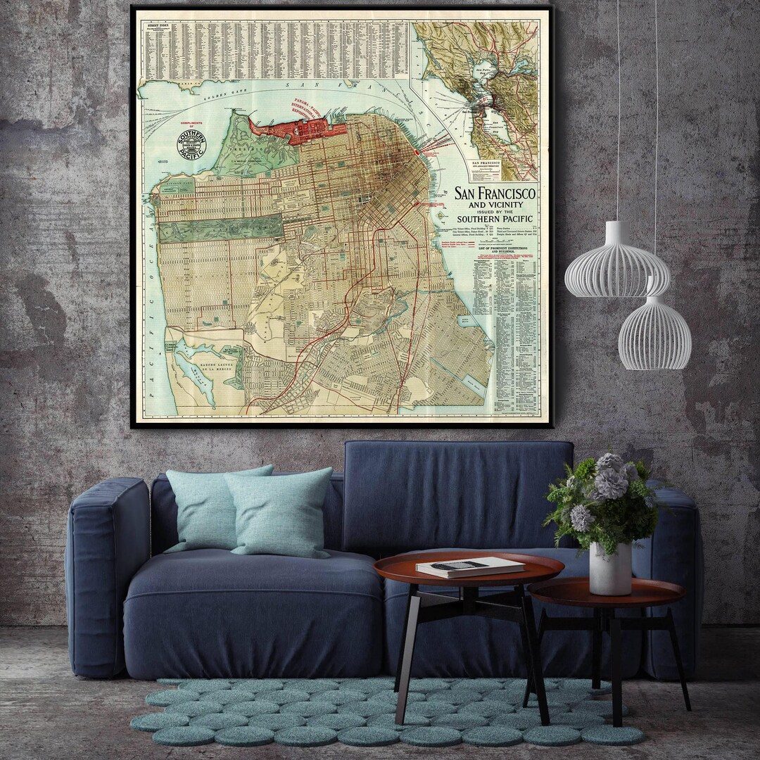 San Francisco Map Print: 1914 Southern Pacific Railroad City Plan - Etsy