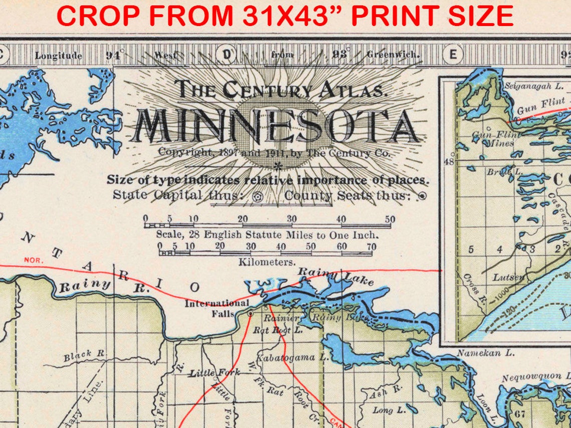 Vintage Map of Minnesota Old Minnesota Map Minnesota Map - Etsy