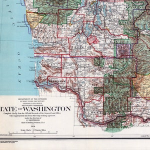 Vintage Map of Washington State, Old Washington Print, Washington Wall ...