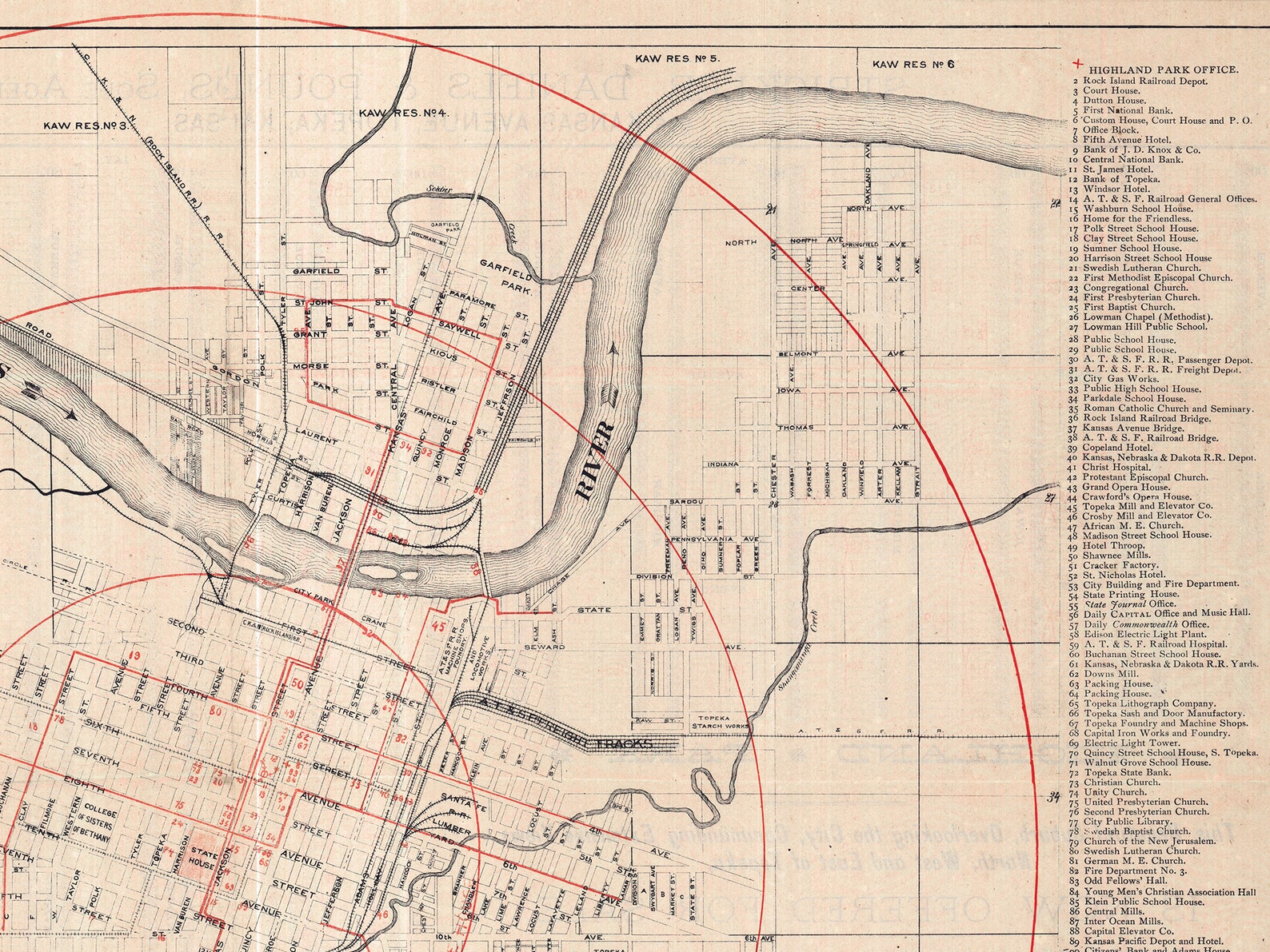 Map of the City of Topeka Shawnee County Kansas Vintage - Etsy