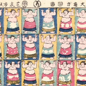 Sumo Wrestlers Antique Ukiyo-e Poster Print, Japanese Wall Decor ...