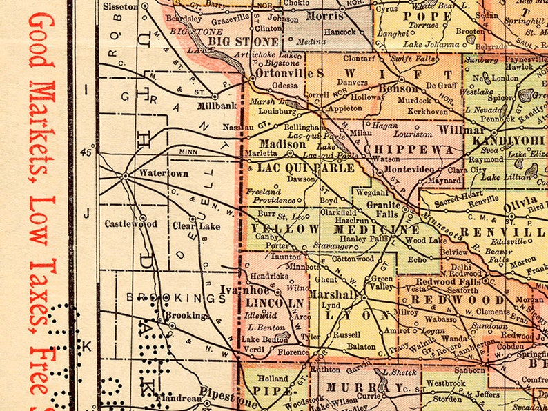 Vintage Map of Minnesota Old Minnesota Map Print Minnesota | Etsy