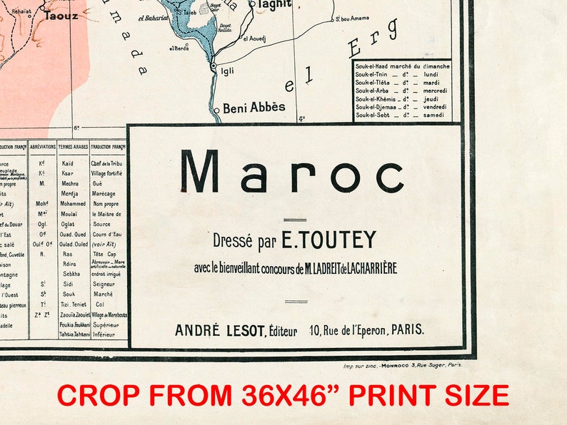 Vintage Map of Morocco Old Morocco Map Moroccan Art Print | Etsy