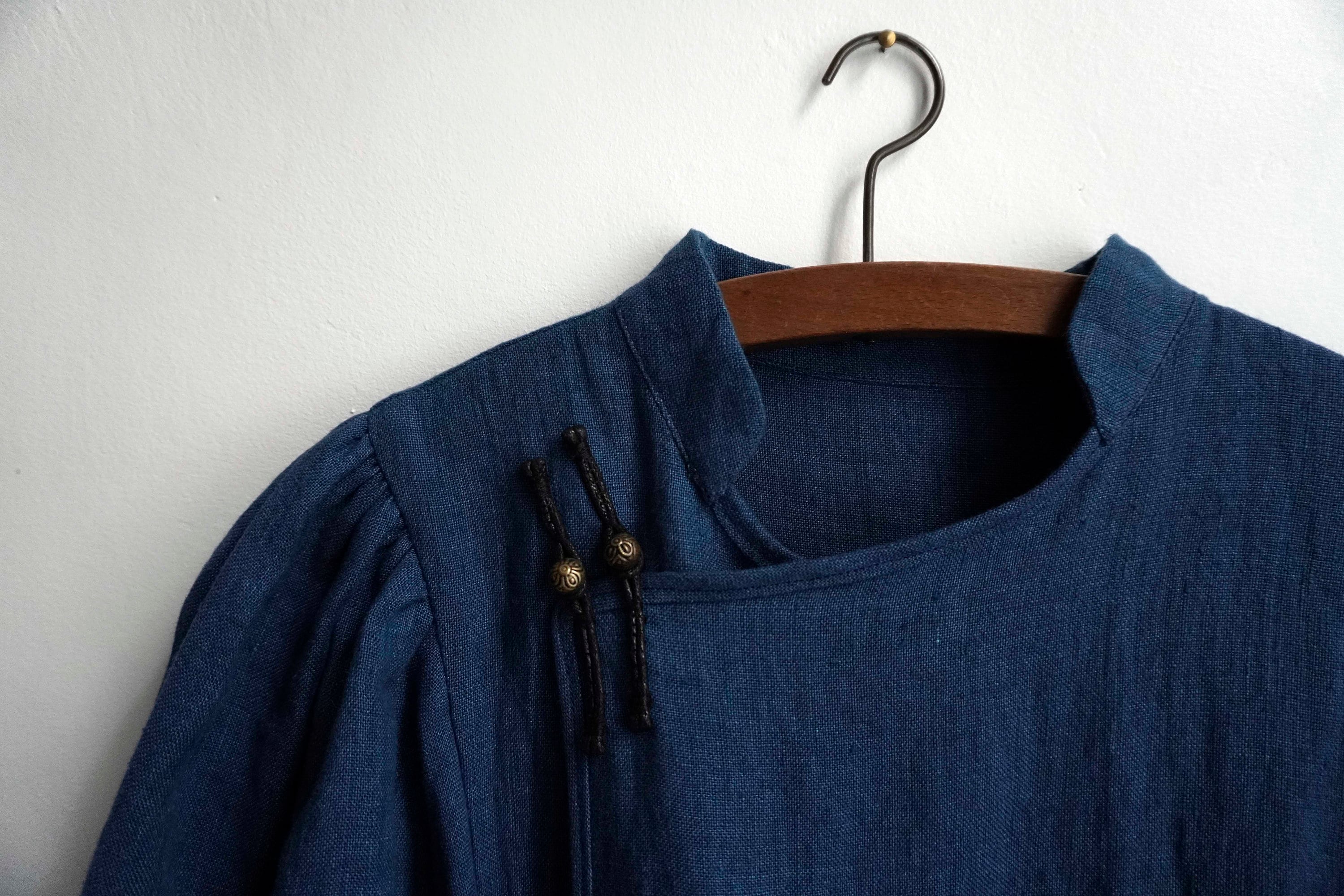 Blue Linen Buryat Mongolian Degel Deel Wrap Around Dress for Women - Etsy