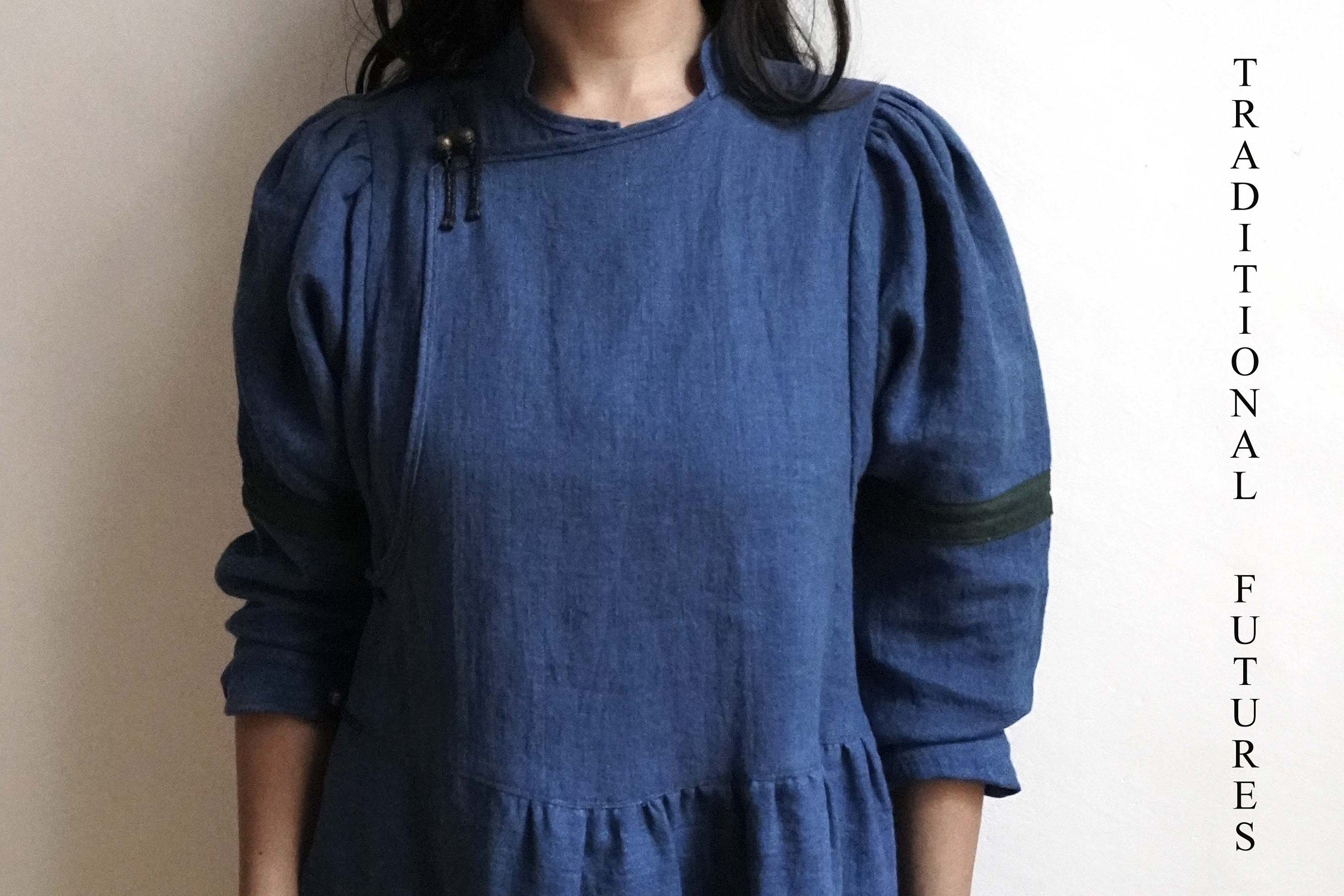 Blue Linen Buryat Mongolian Degel Deel Wrap Around Dress for Women - Etsy