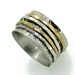 Unique Wide Wedding Ring, Mixed Metal Ring, Rings for Women, Spinner ...