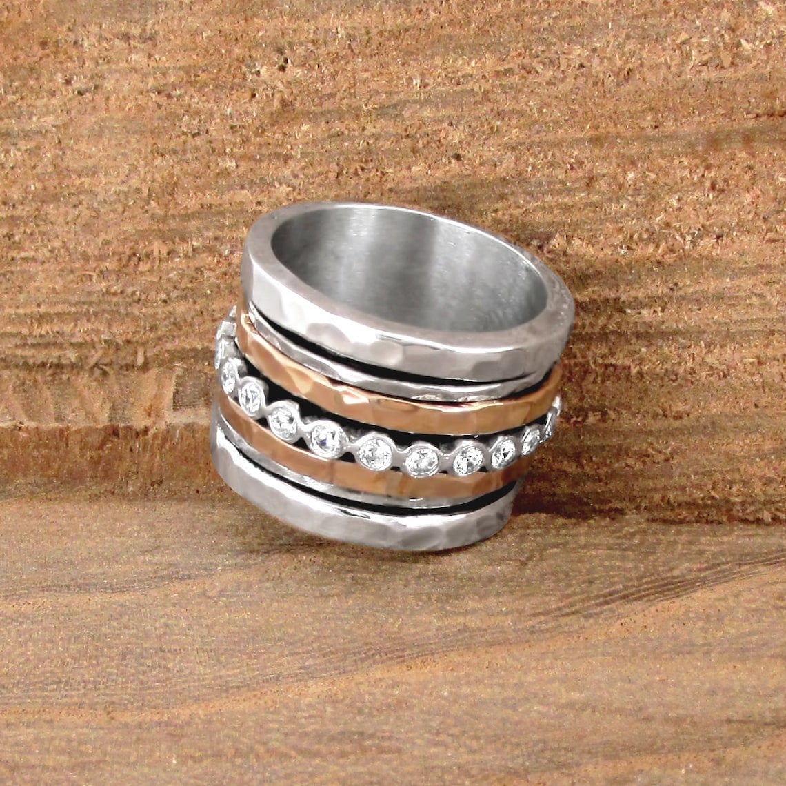 Diamonds Spinner Ring for Women Gold & Silver Sparkle Ring - Etsy