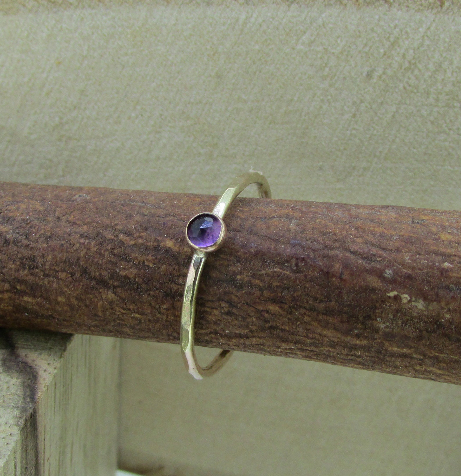 Unique Stacking Rings Gold Filled Amethyst Rings February | Etsy