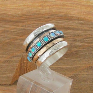 Wide Spinner Rings for Women With 14K Gold Opal Stone Rolling | Etsy