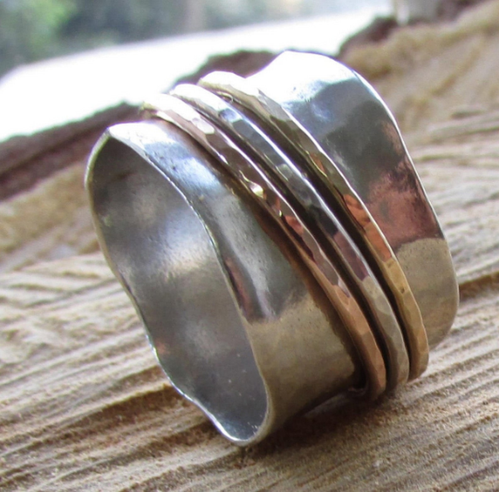 Silver Spinner Ring Three Colors 925 Sterling Silver | Etsy