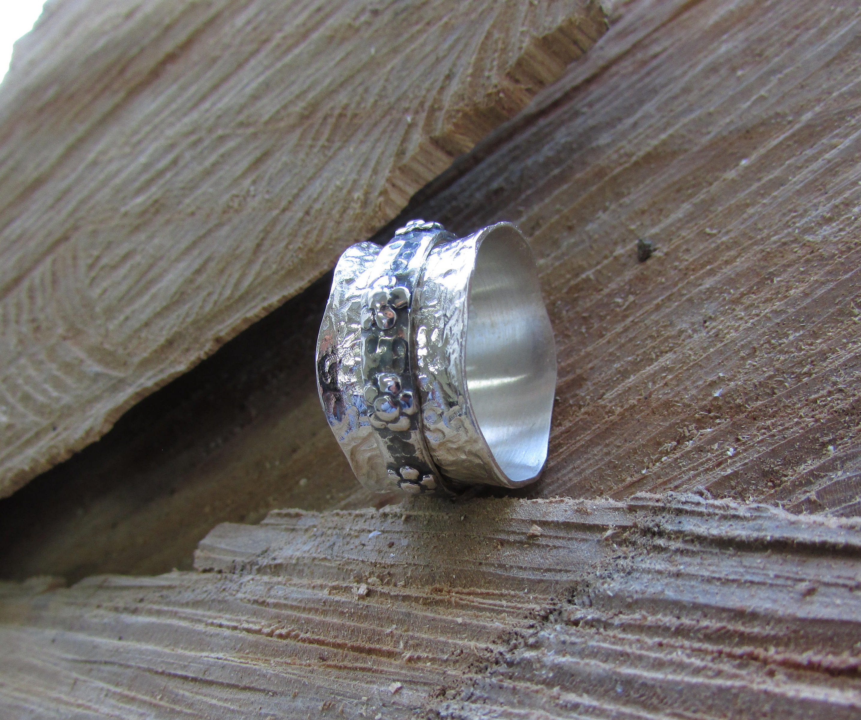 Silver Spinner Ring Spinning Ring Silver Flower Wedding | Etsy