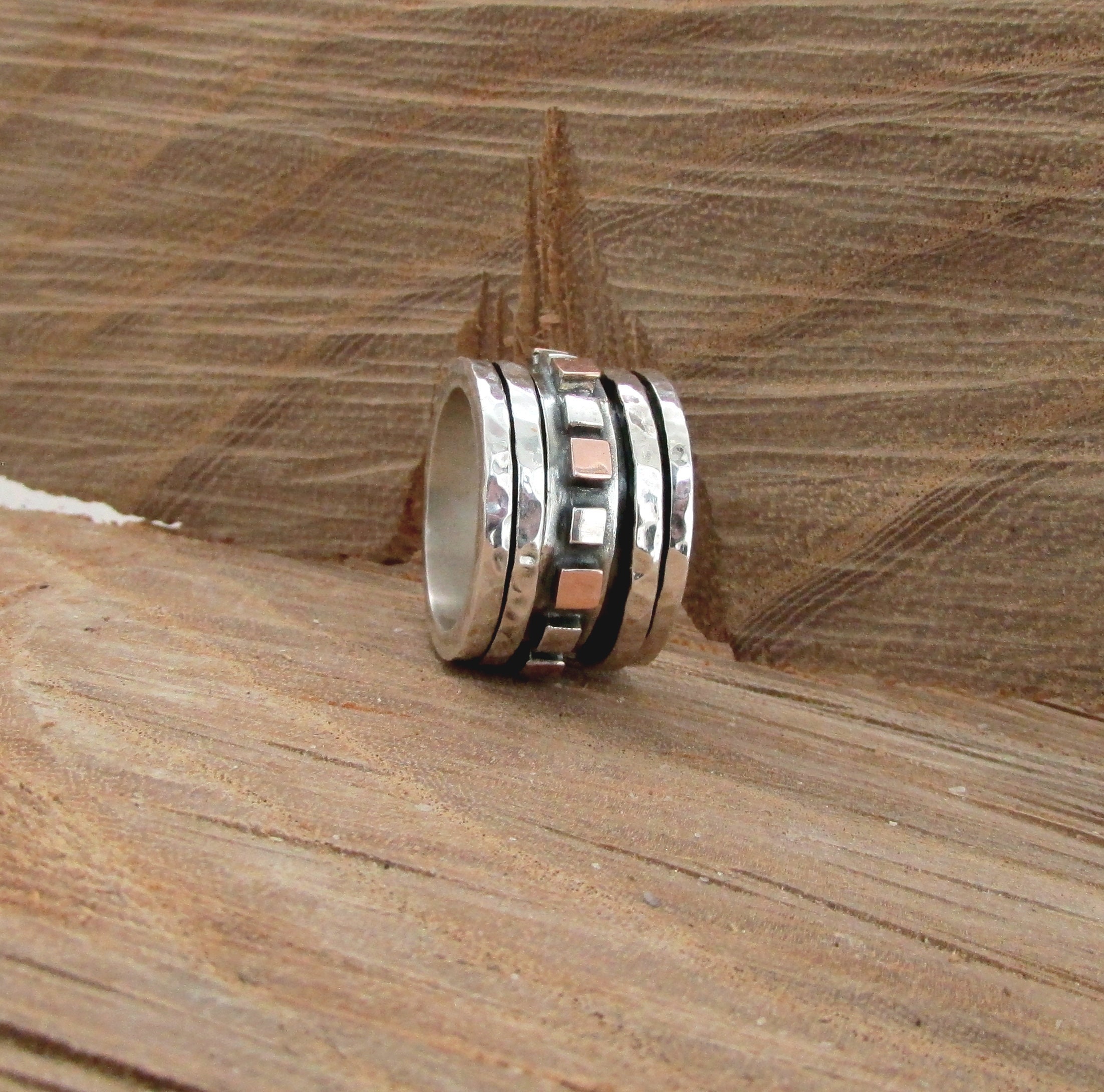 Gold and Silver Square Ring Spinner Rings for Women Chunky - Etsy Israel