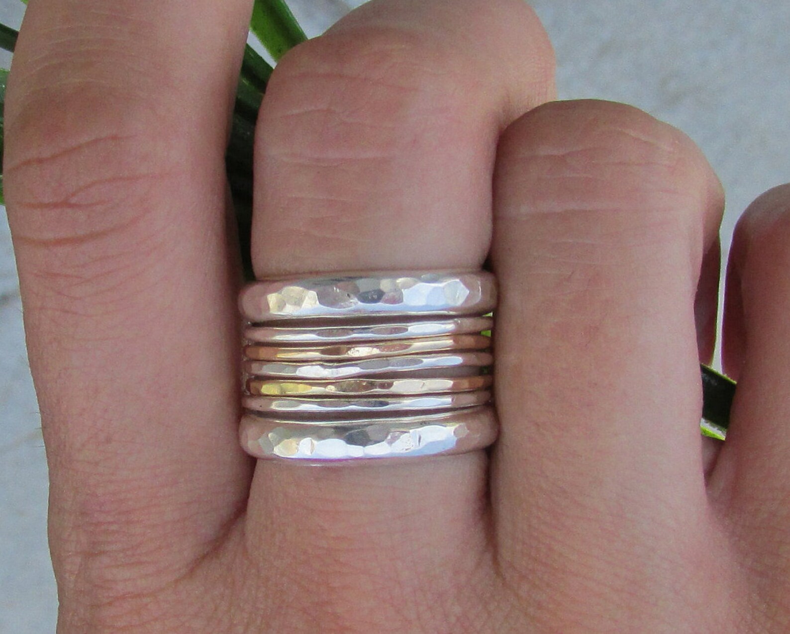 Statement Mixed Metal Stacking Rings Gold and Silver Ring - Etsy
