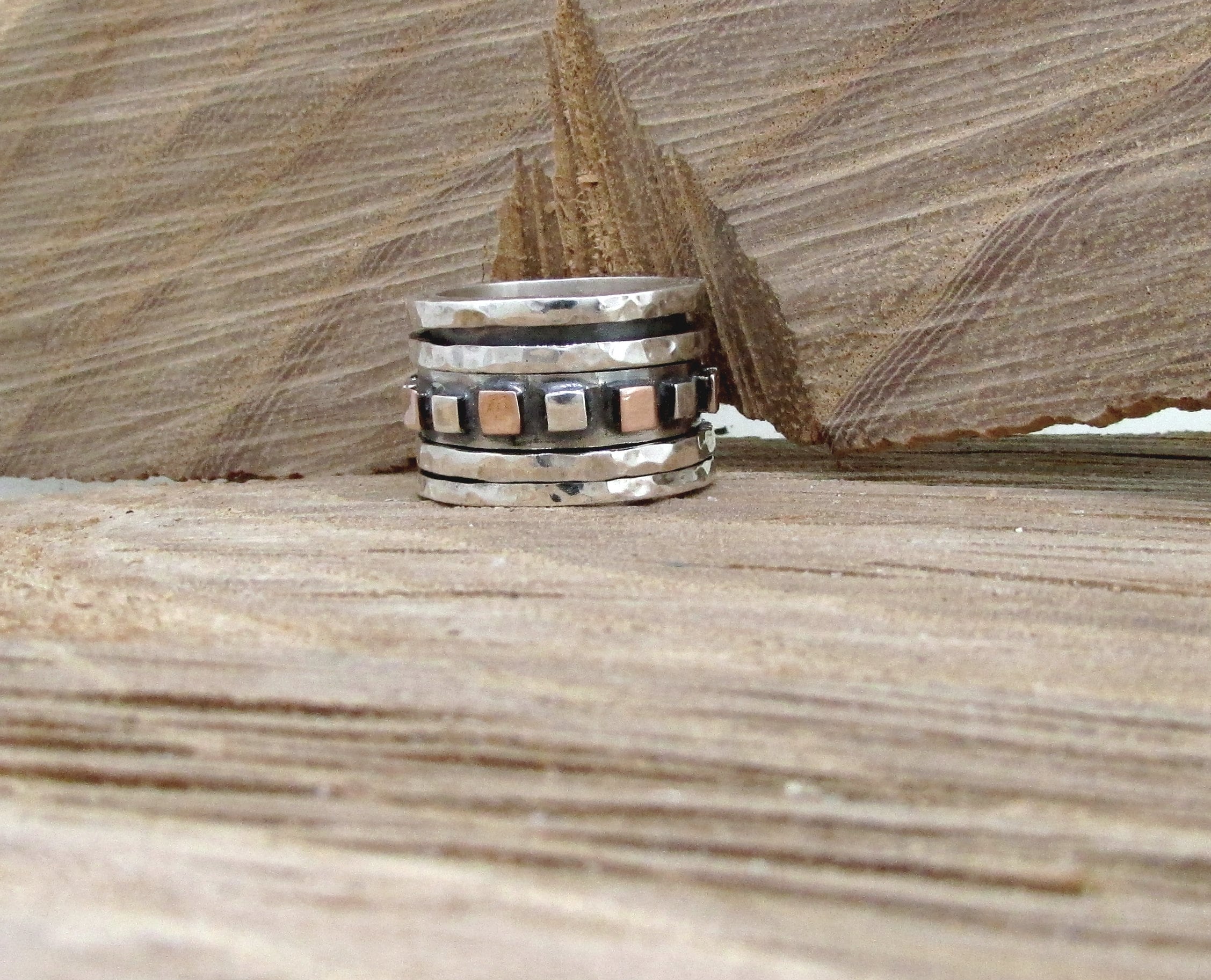 Gold and Silver Square Ring Spinner Rings for Women Chunky - Etsy Israel