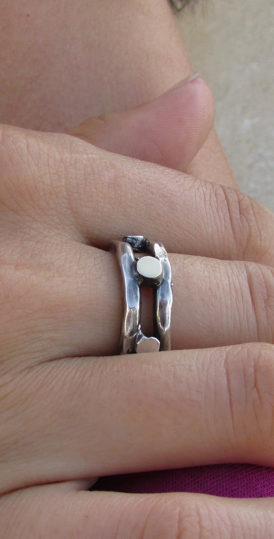 Unique Chunky Silver Rings, Gold and Silver Ring, Silversmith Jewelry ...