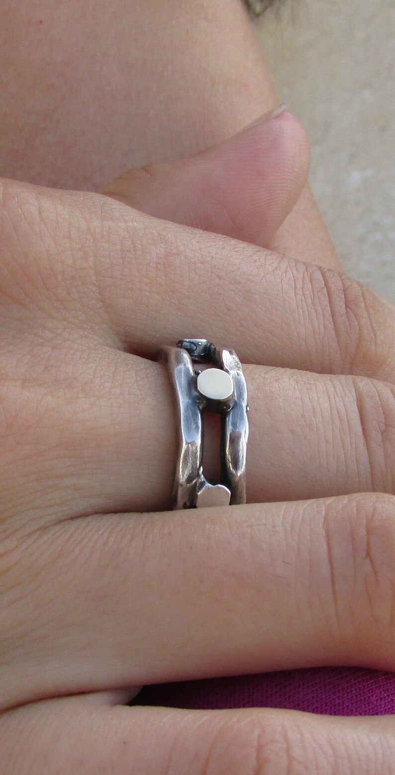 Unique Chunky Silver Rings, Gold and Silver Ring, Silversmith Jewelry ...