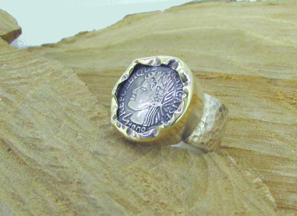 Silver Coin Ring, Ancient Ring, Gift for Women, Signet Ring, Chunky ...
