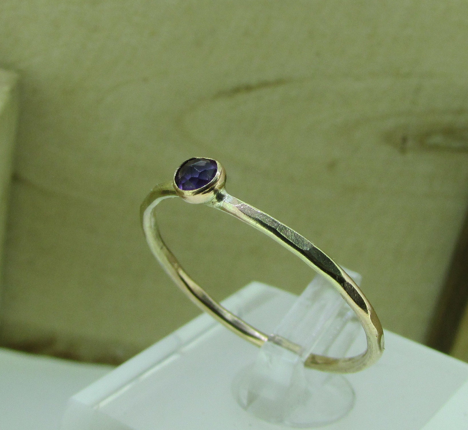 Unique Stacking Rings Gold Filled Amethyst Rings February | Etsy