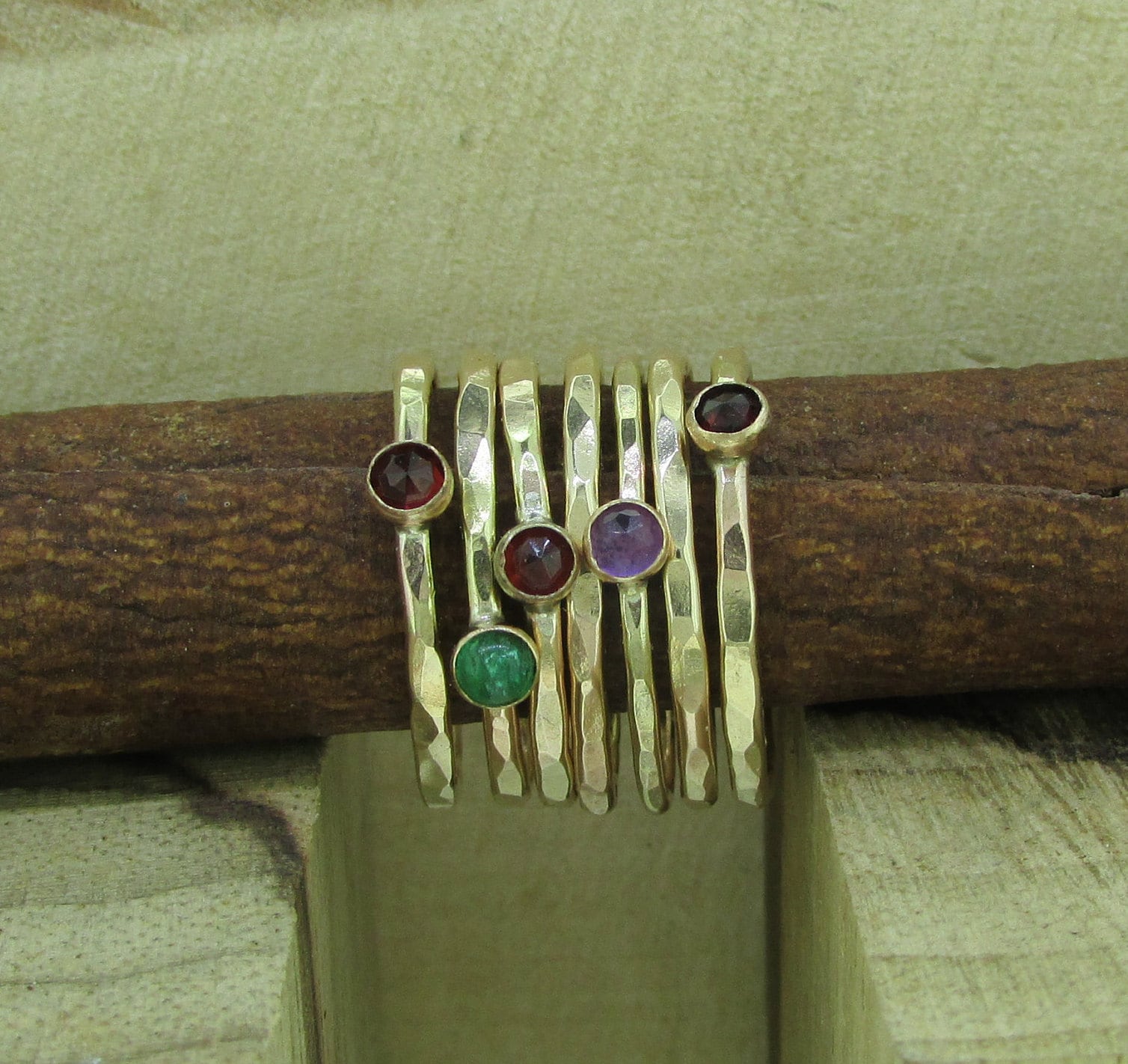 Unique Stacking Rings Gold Filled Amethyst Rings February | Etsy